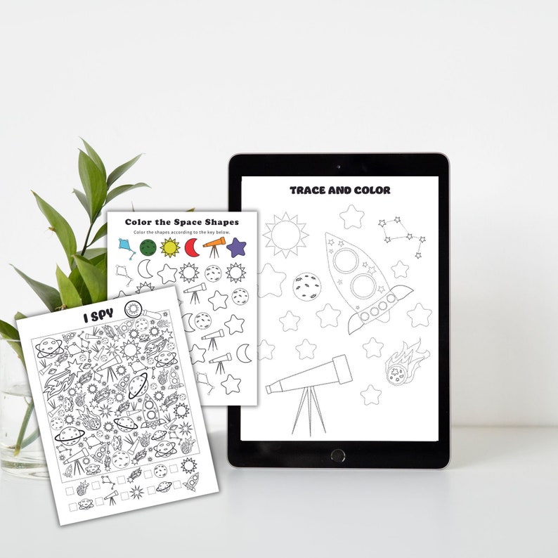 Space Activity Coloring Pages for Kids Birthday Party Idea Classroom ...