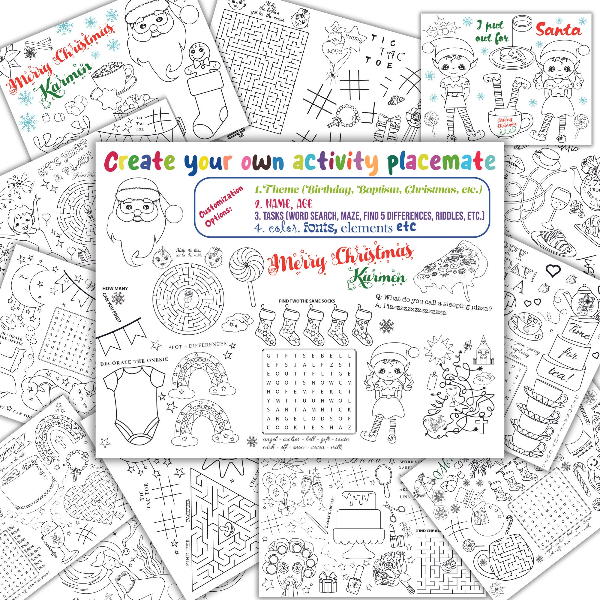 Create Your Own Placemat, Personalised Activity Coloring Page, Custom ...
