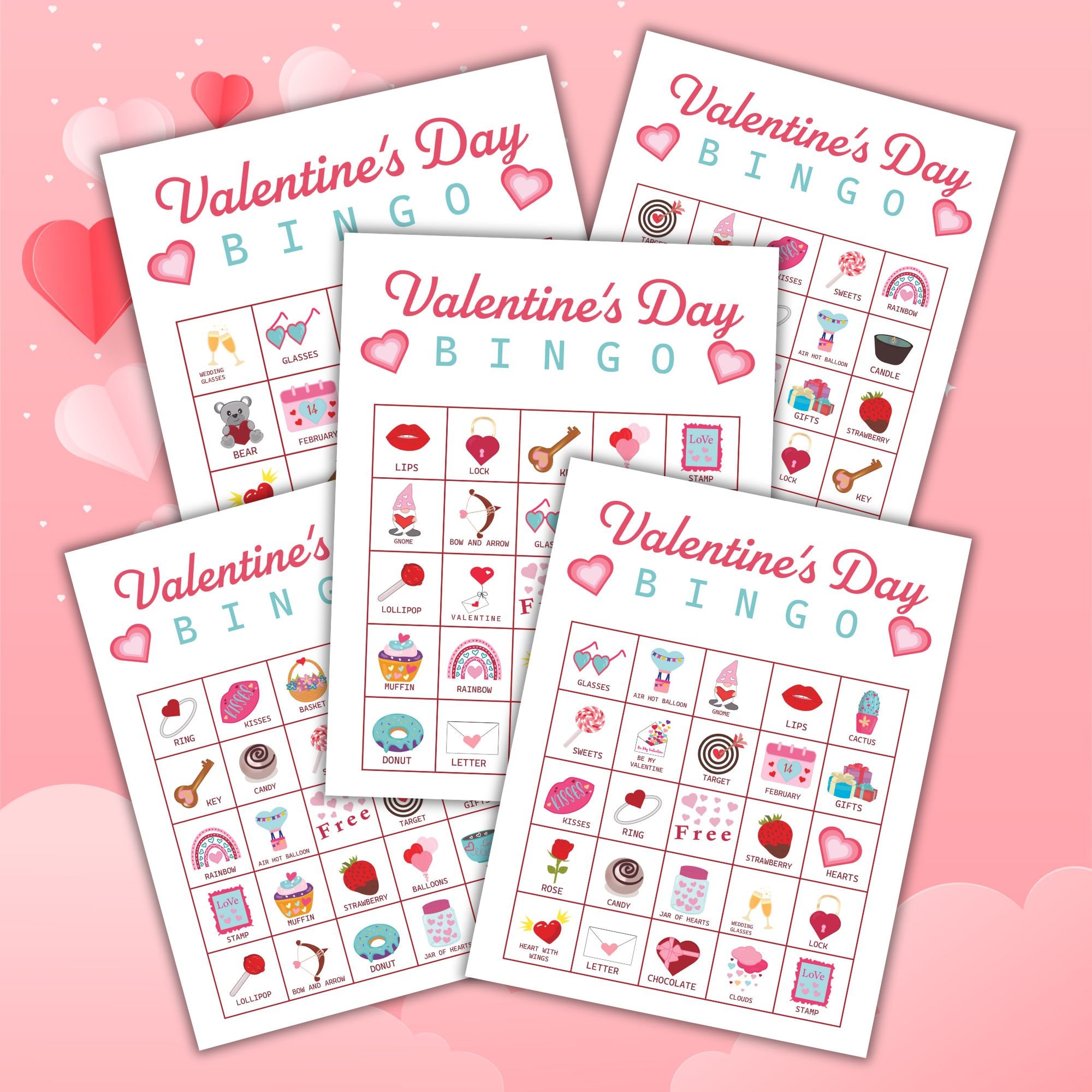 Fun Valentine's Day Bingo Game, Family Game Kid's, Adults Activities 30 ...