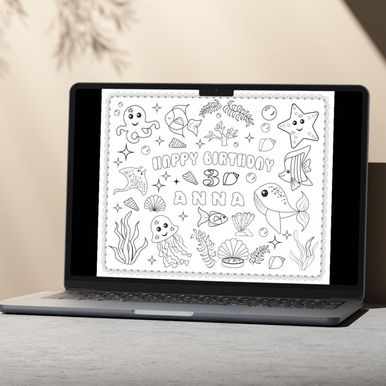 Under Sea Birthday Placemat, Ocean Birthday Party, Sea Animal Activity ...