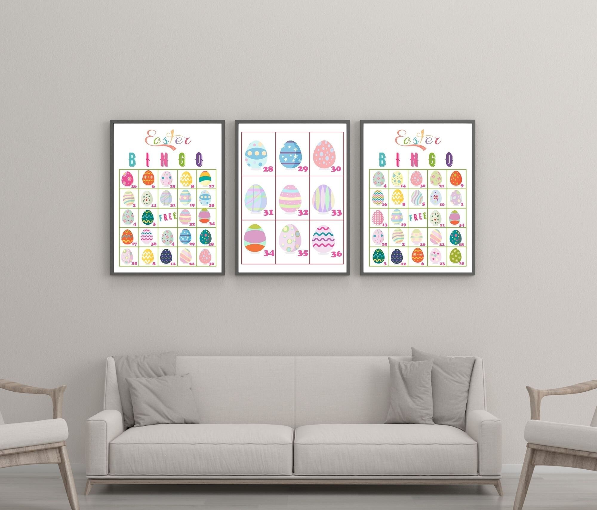 50 Unique Easter Eggs Bingo Cards Game Easter Party Family Game Kid's ...