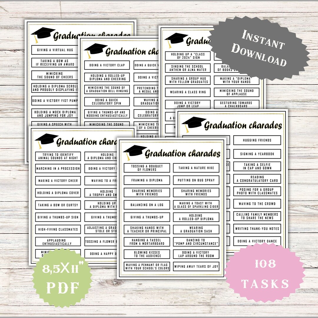 Graduation Charades Game 2024, End of Year Party College School ...