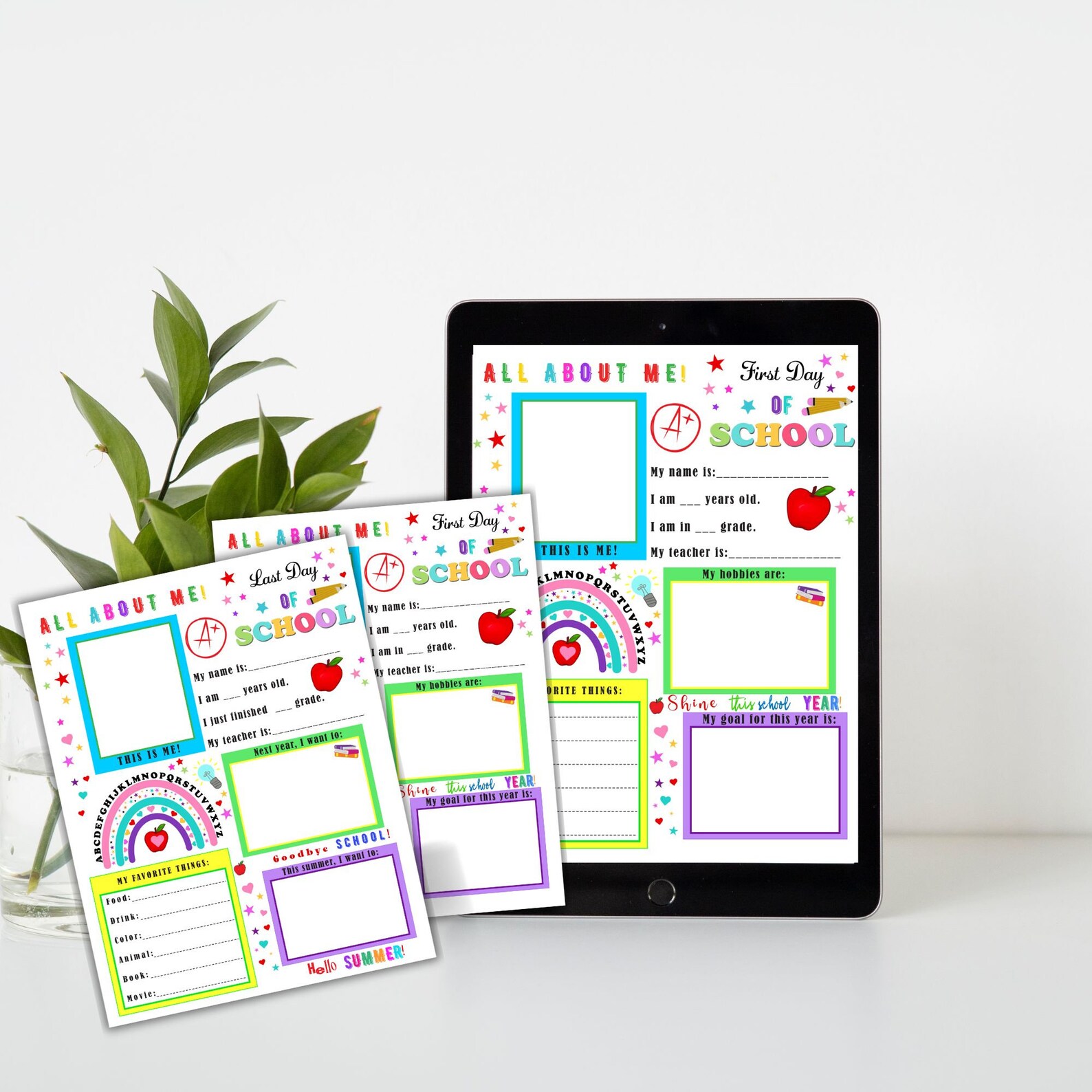 First Last Day of School Interview Worksheets About Me Printable ...