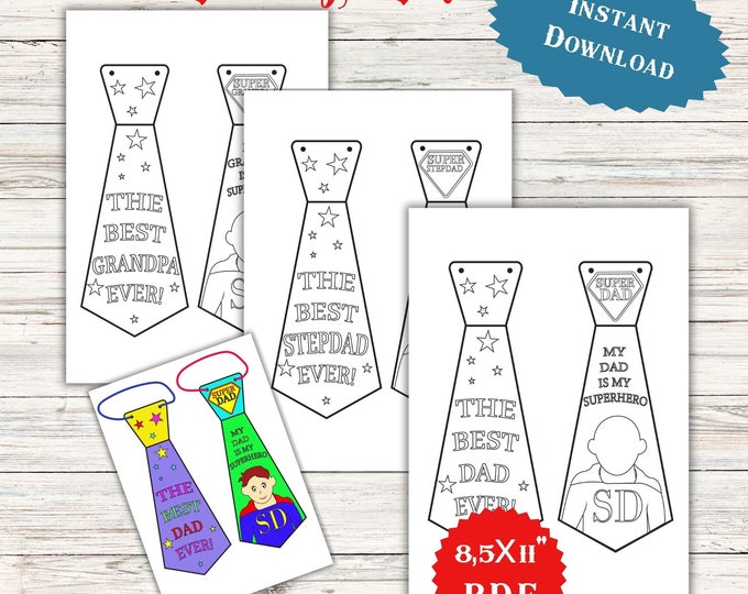 Father's Day Card for Kids, Shirt and Tie Card, DIY Heart Card for Dad ...