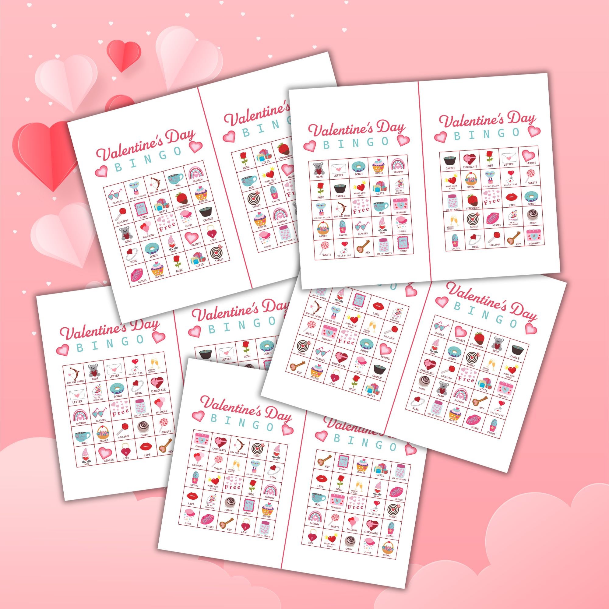 Fun Valentine's Day Bingo Game, Family Game Kid's, Adults Activities 30 ...