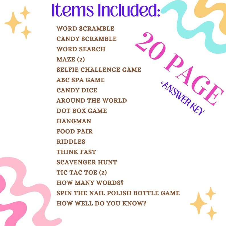 20 Printable Activity Games Sheets Bundle, Word Search, Around the ...