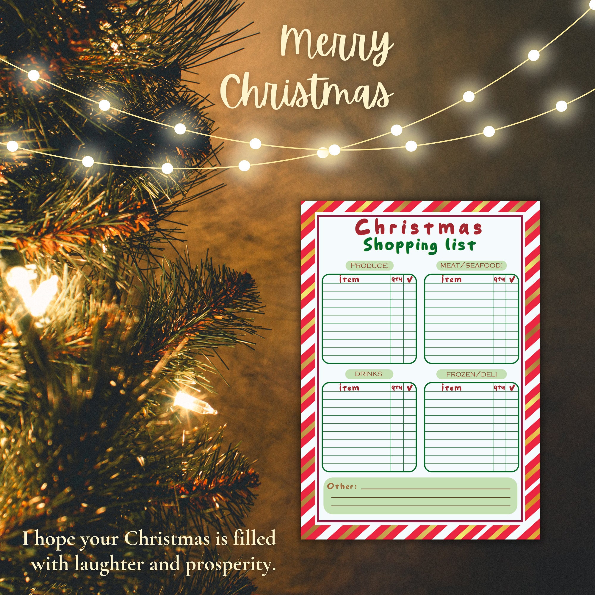 Christmas Potluck Sign up Sheet Menu Template, Holiday Sopping List ...