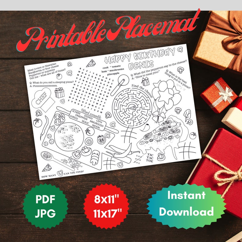 Create Your Own Placemat, Personalised Activity Coloring Page, Custom ...