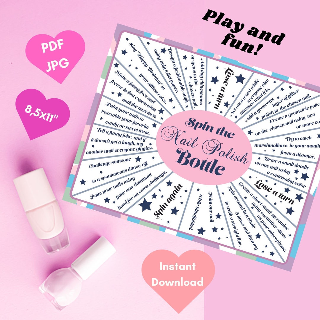 Spin the Nail Polish Bottle Game Printable Spa Party Activity Manicure ...