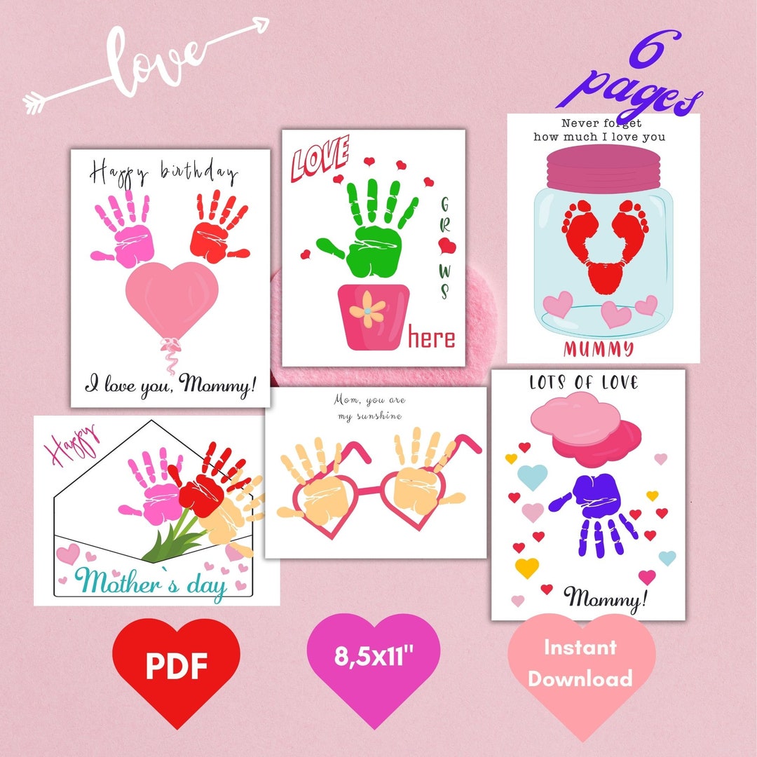 Valentine Day Handprint Art, Footprint Mother Grandma Memory Gift ...