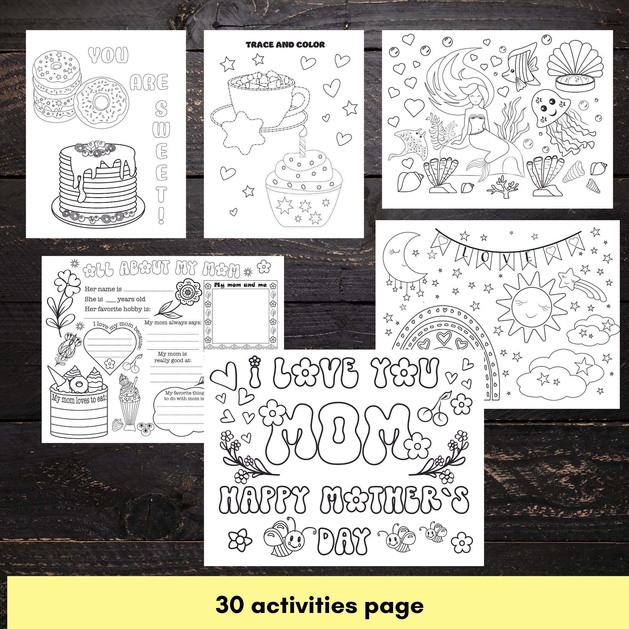 Printable Mothers Day Activities Sheets All About My Mom Kids Coloring ...