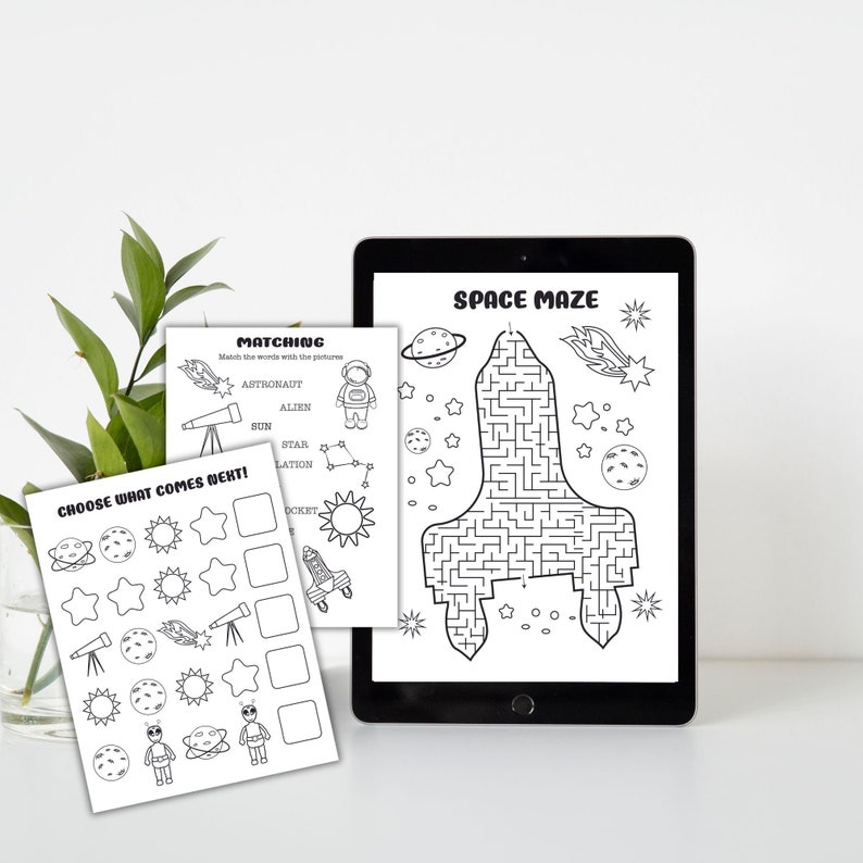 Space Activity Coloring Pages for Kids Birthday Party Idea Classroom ...