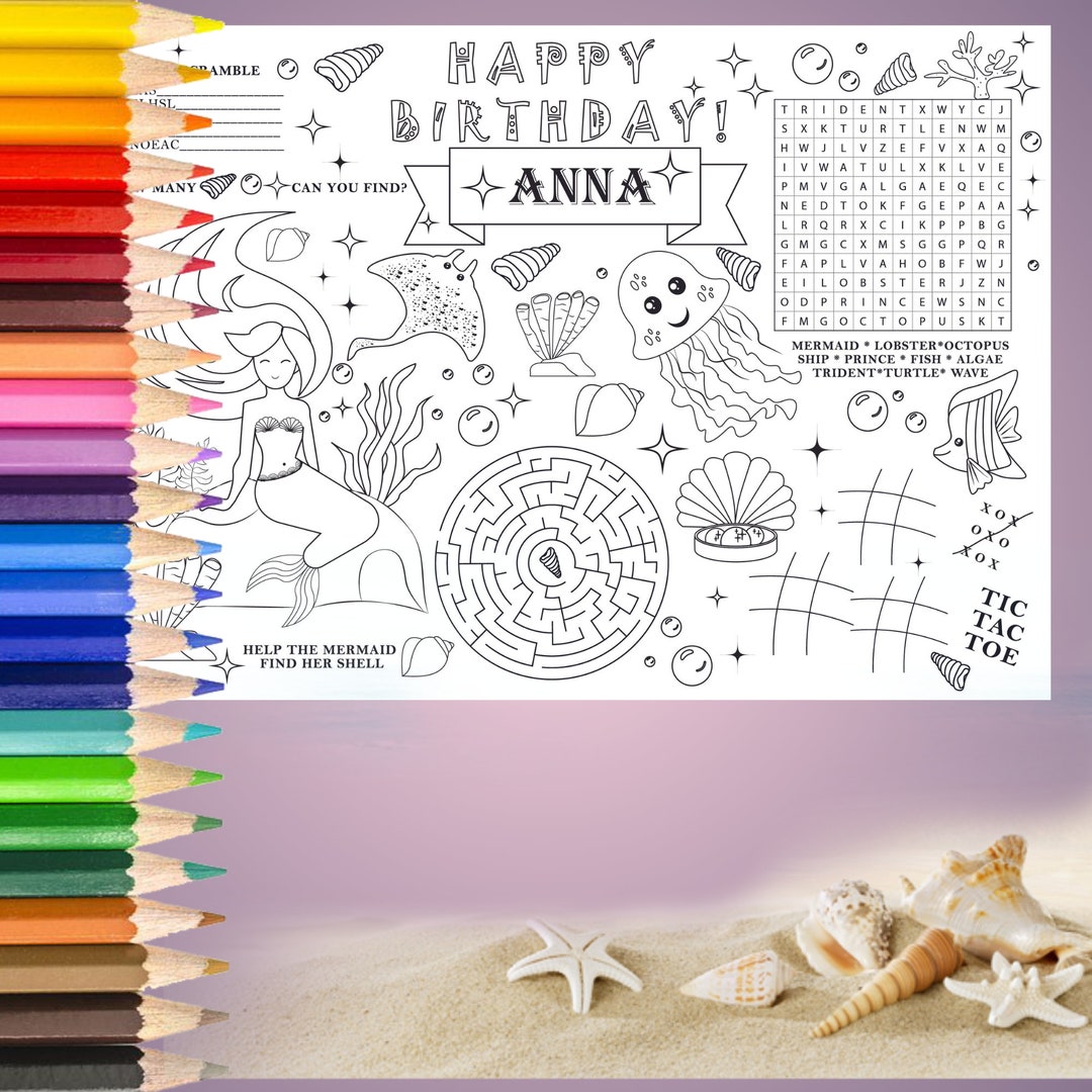 Personalized Mermaid Birthday Placemat Under Sea Birthday - Etsy