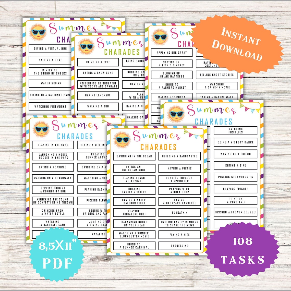 Summer Charades Game Classroom Activities Beach Activities for Kids ...