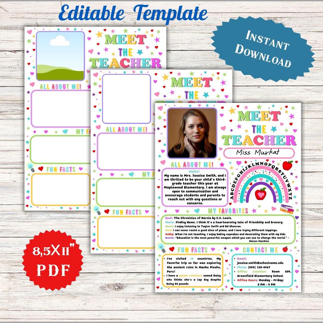 Meet the Teacher Editable Template Back to School Flyer Bulletin ...