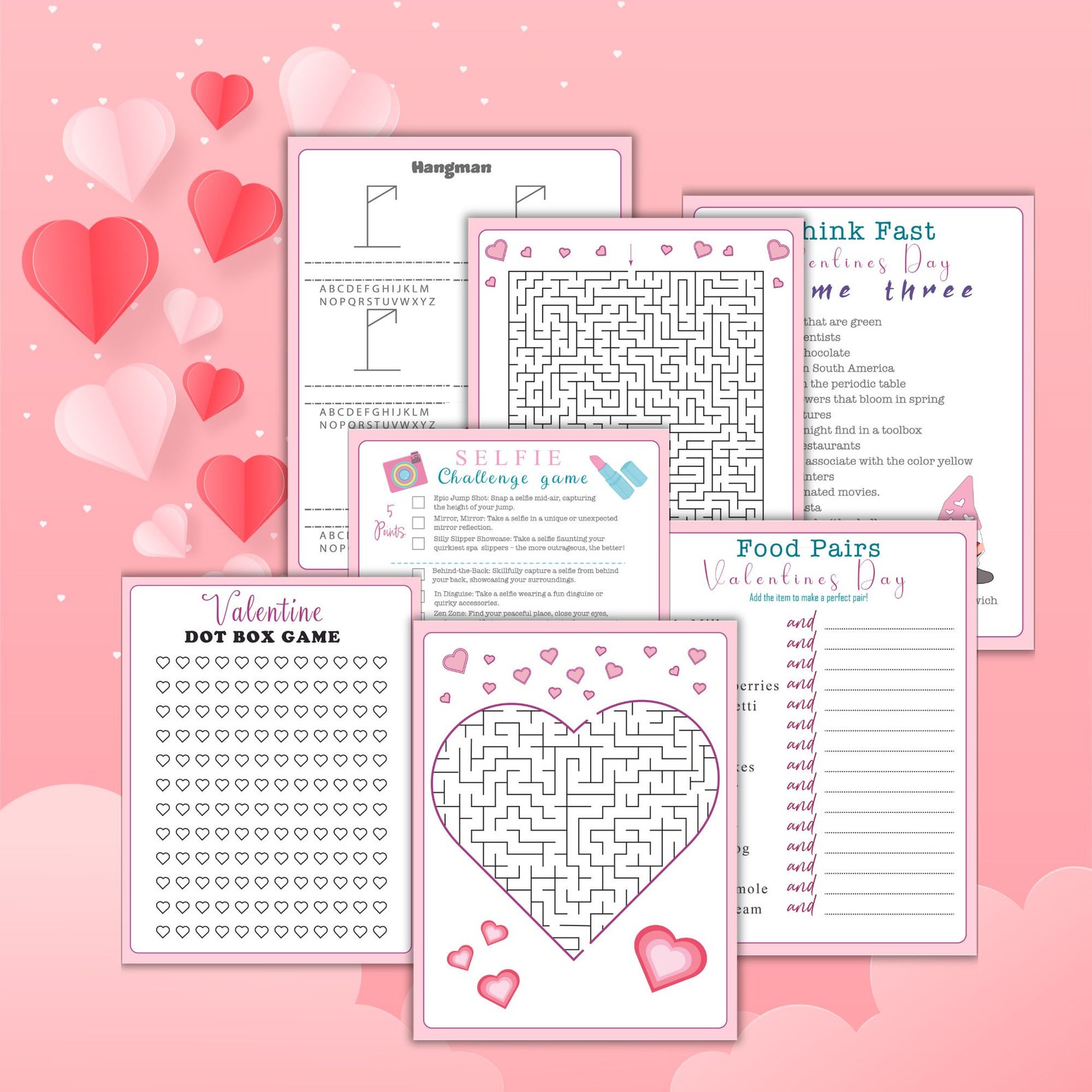 20 Printable Activity Games Sheets Bundle, Word Search, Around the ...