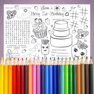 Strawberry Personalized Birthday Party Placemat, First Birthday Party ...