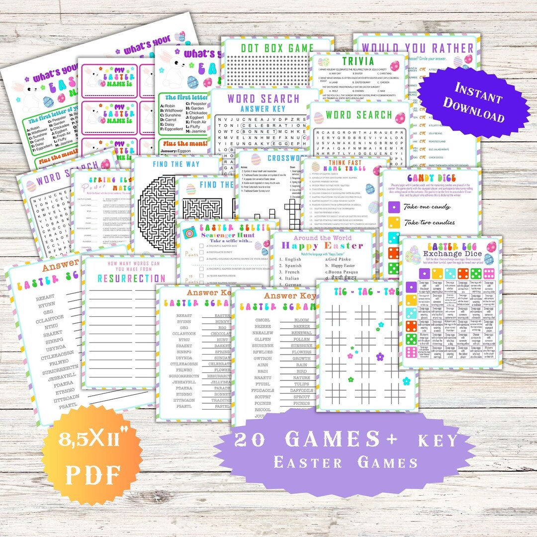 Easter Game Bundle Activities for Kids Teens Adult Birthday Vartual ...