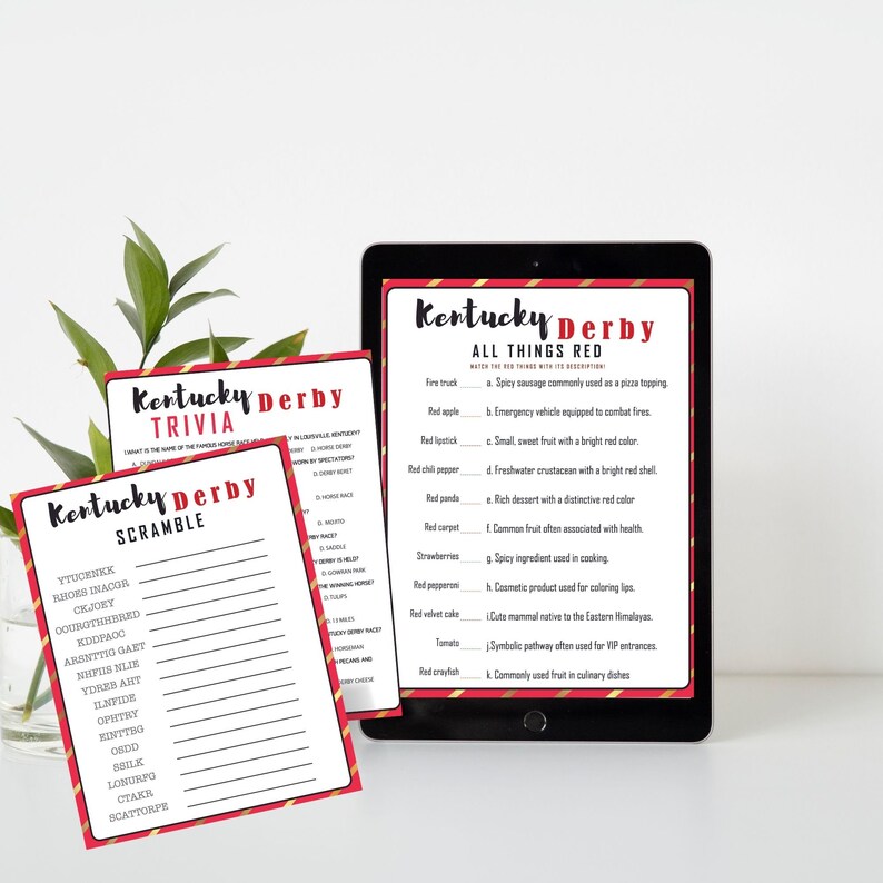 Kentucky Derby Game Bundle Horse Trivia Activities for Kids Teens Adult ...