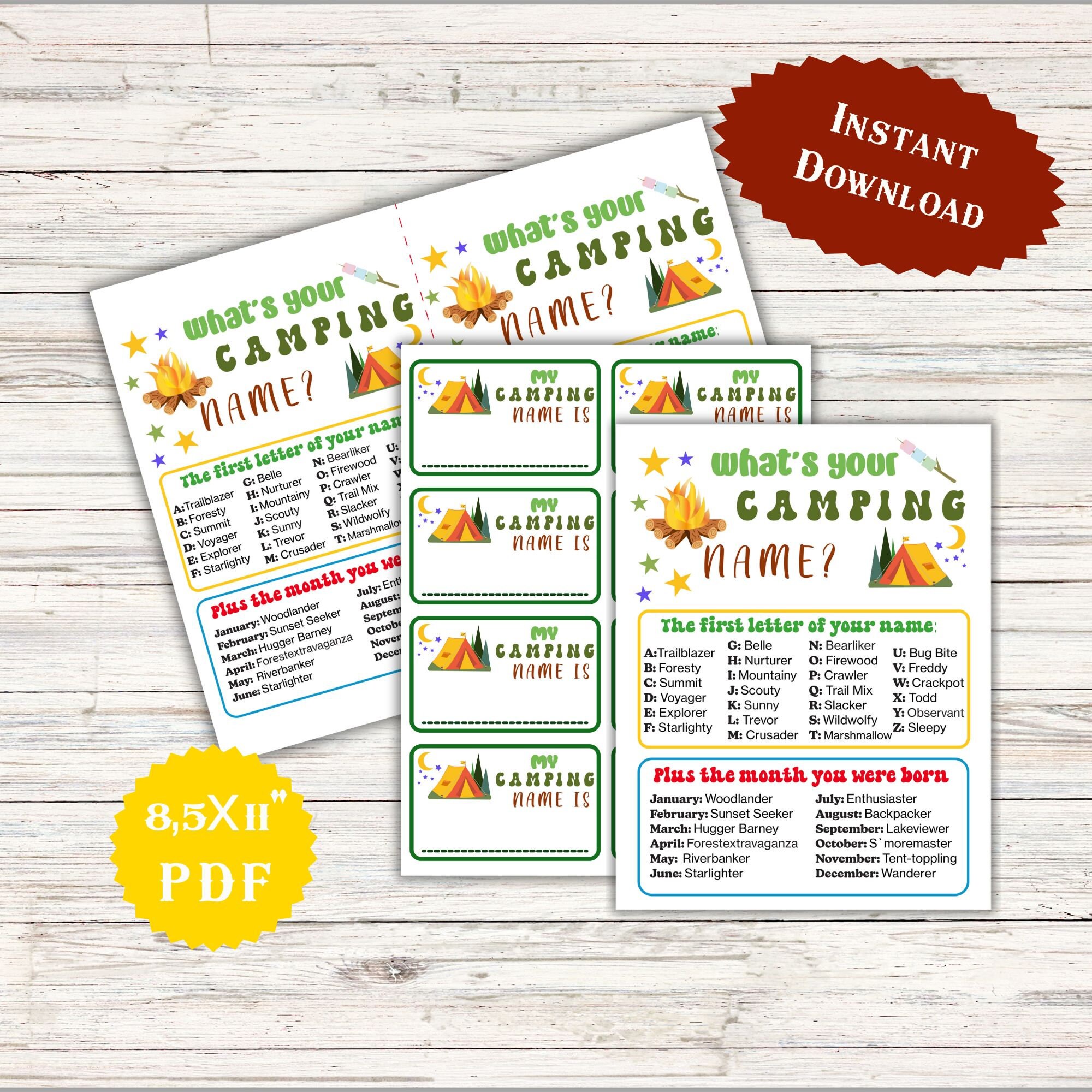 What's Your Camping Name Classroom Camping Summer Game for Kids End of ...