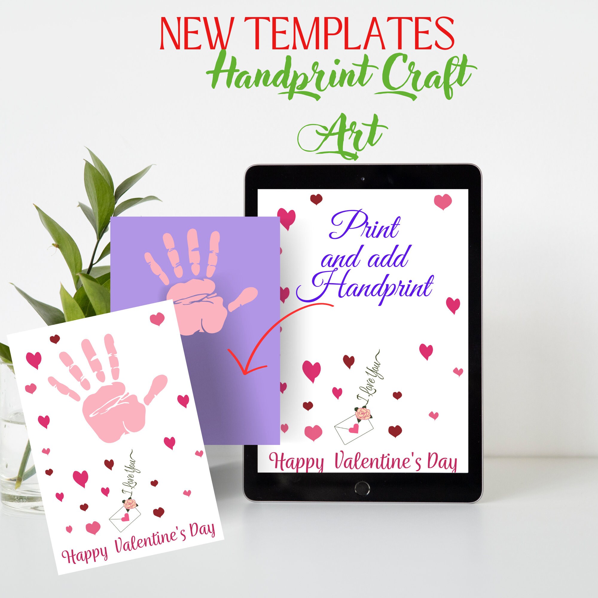 Valentine Day Handprint Art, Mother Grandma Gift Mothers Day Activity ...