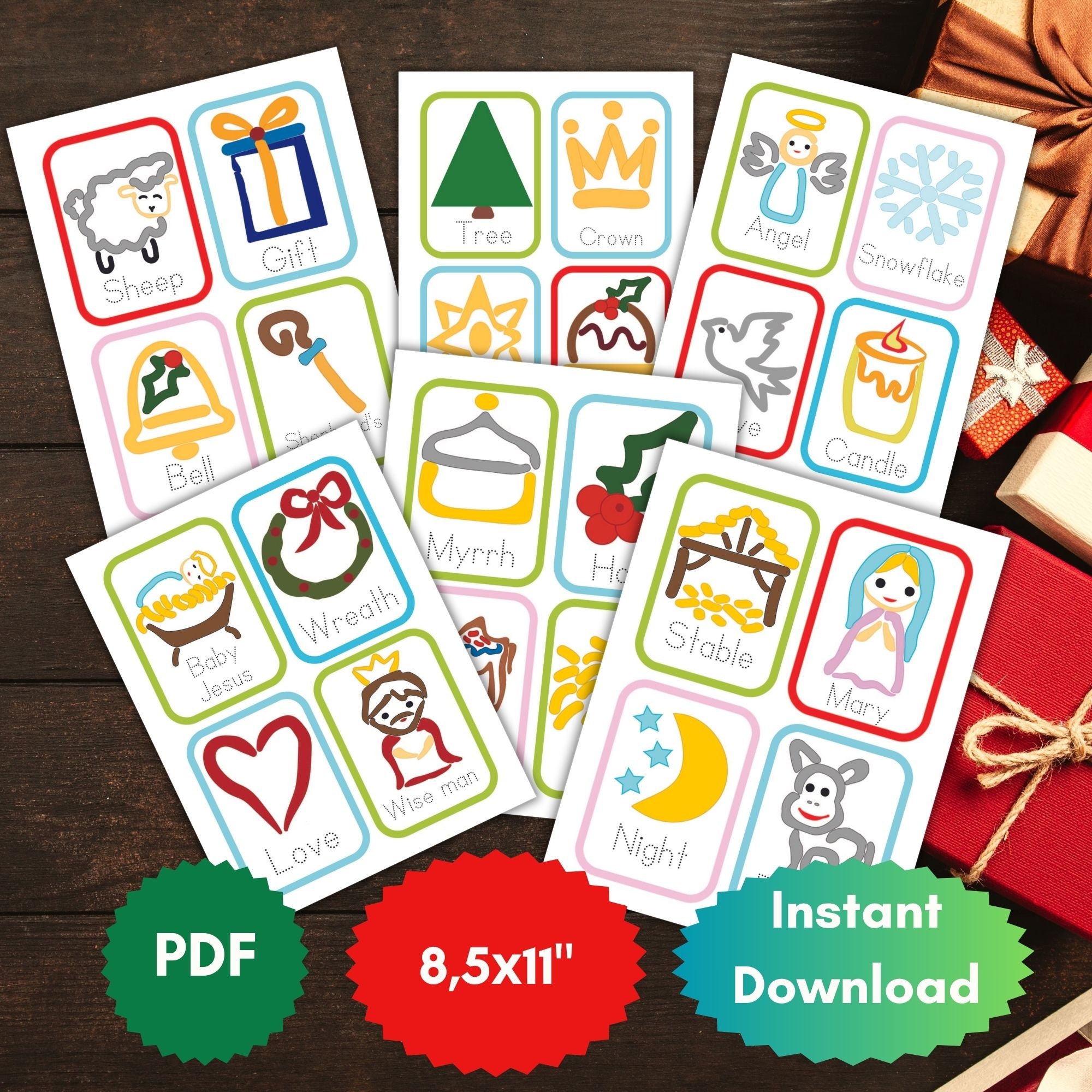 24 Playdough Flash Cards Nativity Preschool Printables Play Dough Mats ...