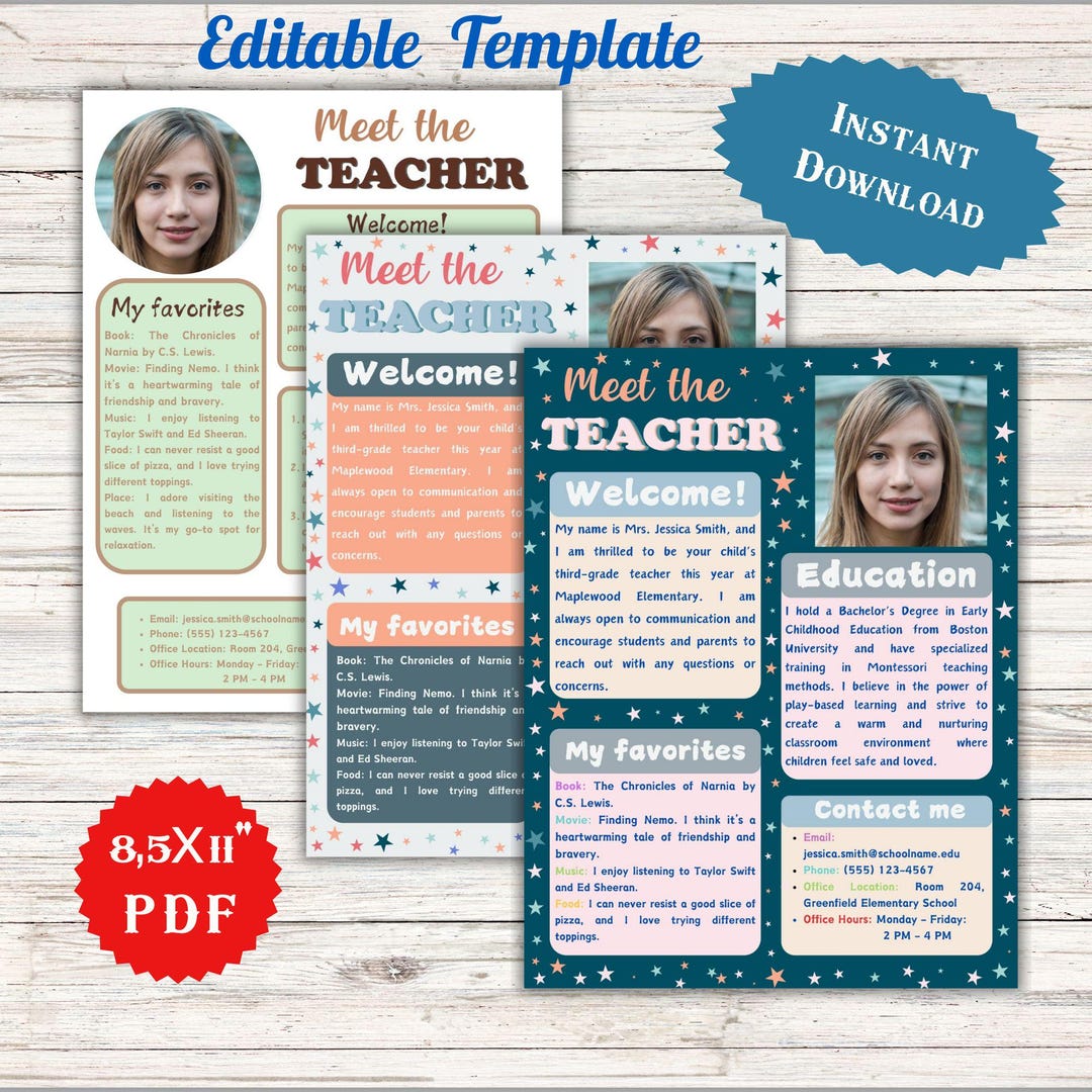 Meet the Teacher Editable Template Back to School Flyer Bulletin ...