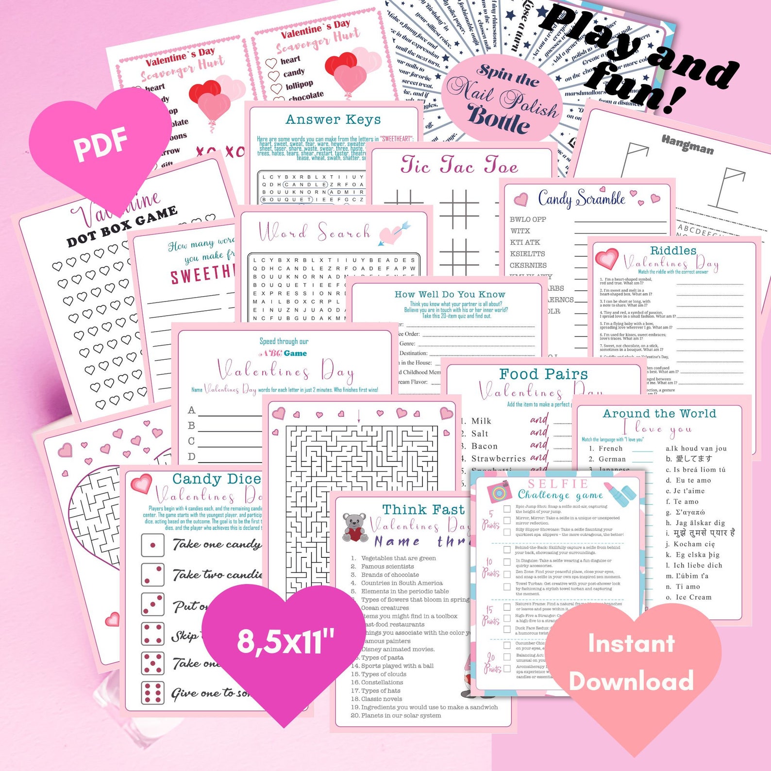 20 Printable Activity Games Sheets Bundle, Word Search, Around the ...
