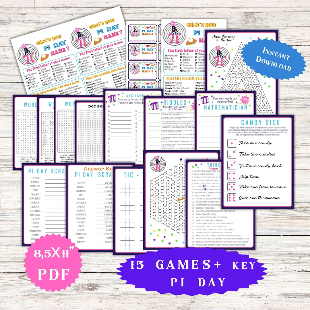 Pi Day 15 Activities Games Classroom Family Kids Adult Learning Bundle ...