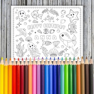 Under Sea Birthday Placemat, Ocean Birthday Party, Sea Animal Activity ...