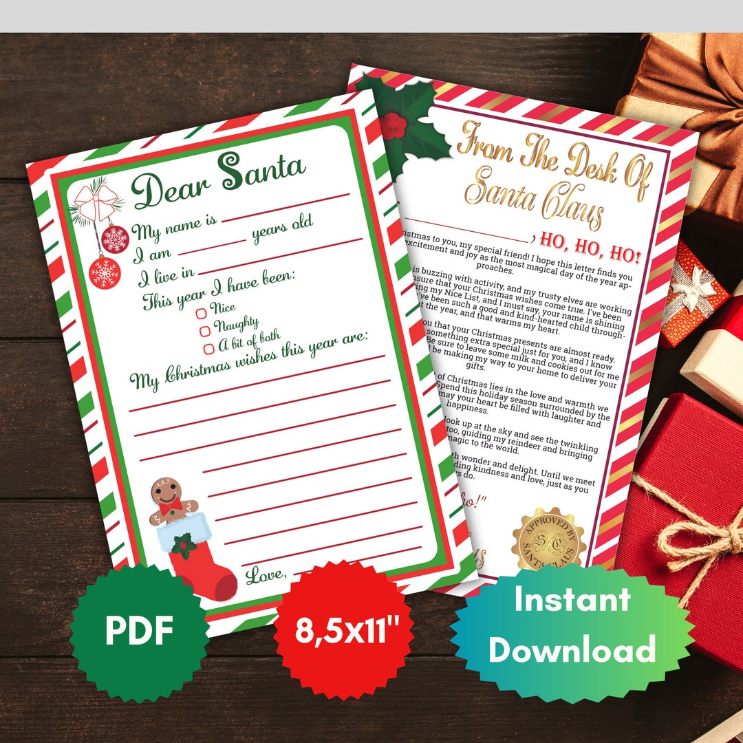 Letter to Santa, Letter From Santa Reply Template, Blank Letter ...