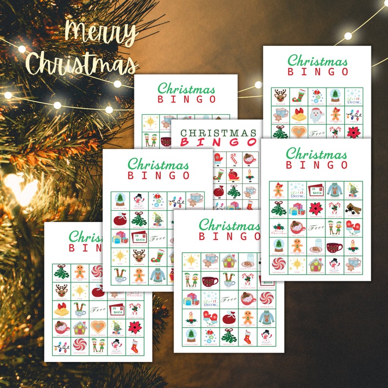 Fun Christmas Bingo Game, Family Game Kid's Activities 30 Unique Bingo ...