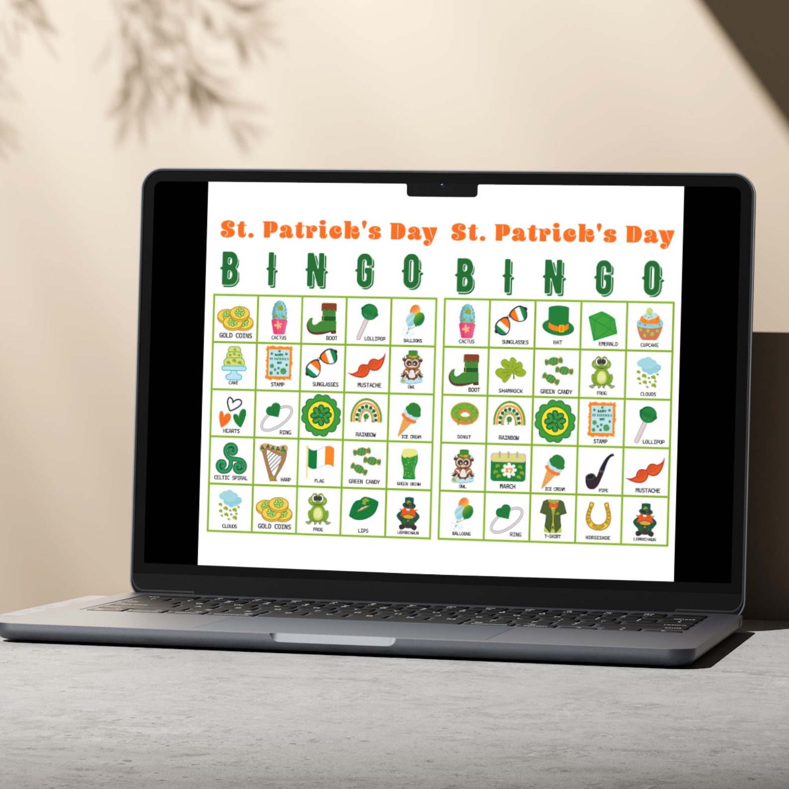 50 Unique St. Patrick's Day Bingo Cards Game Paddy Party Family Kid's ...