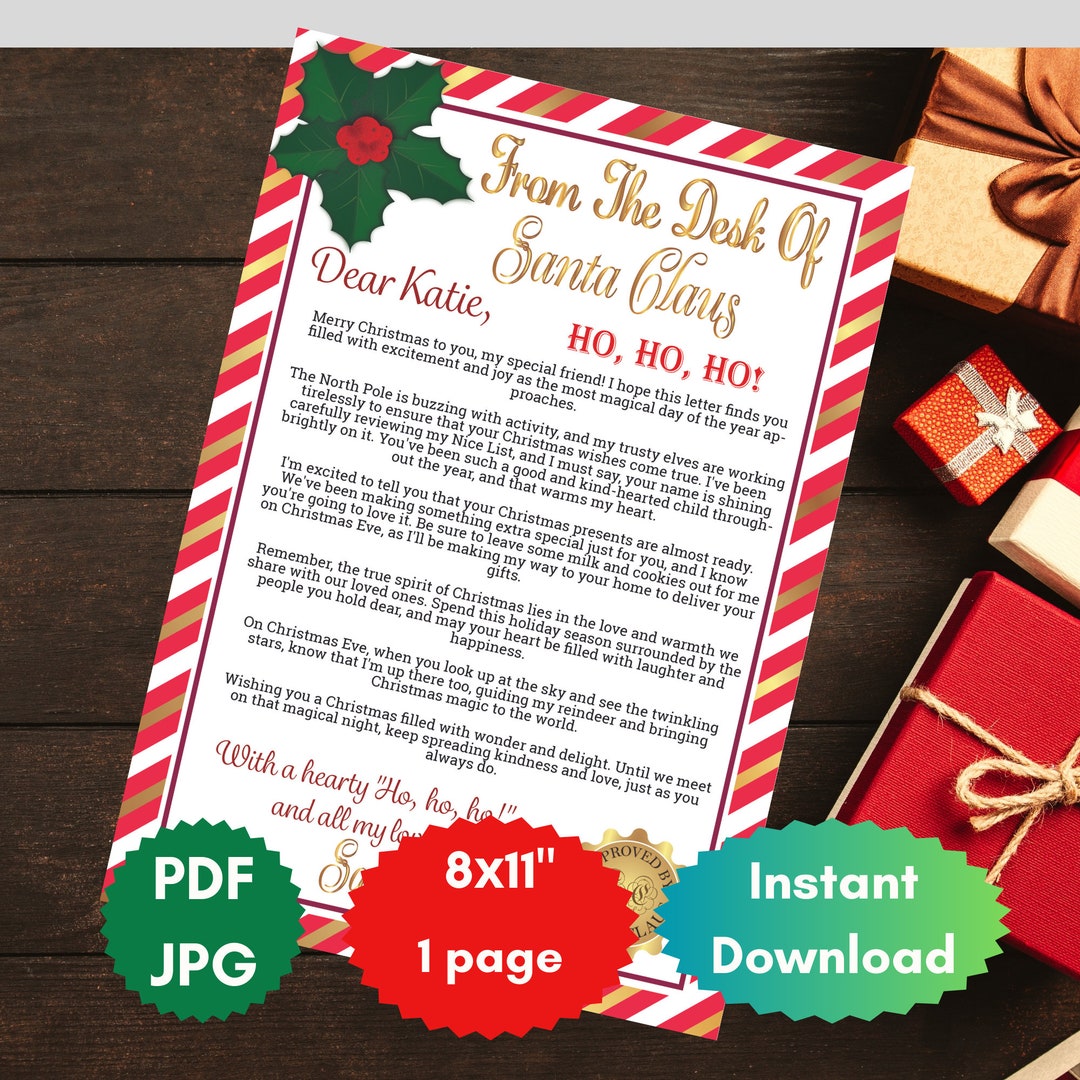 Letter From Santa Reply Template Blank Letter Official Desk - Etsy