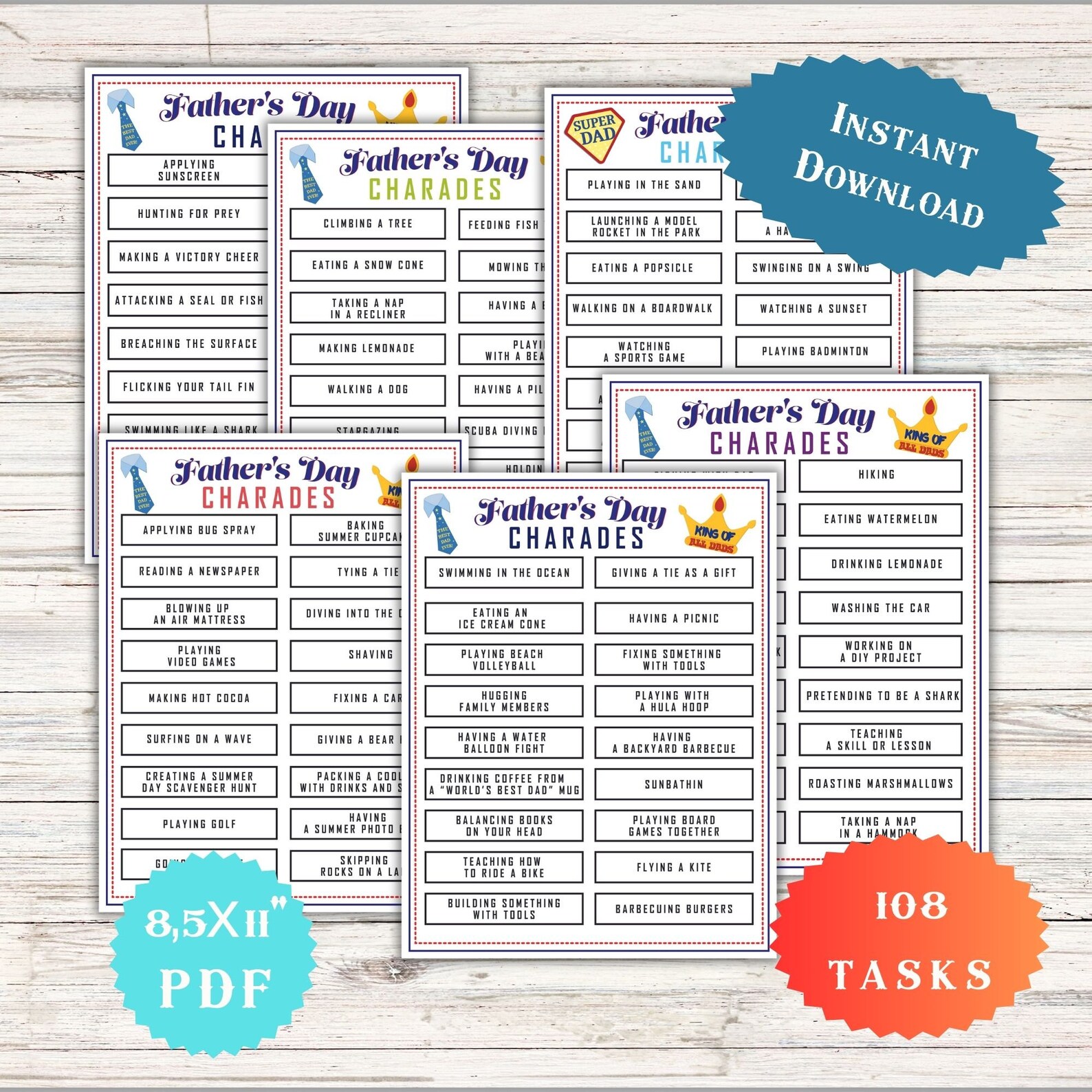 Father’s Day Summer Charades Game Classroom Activities Beach Activities ...