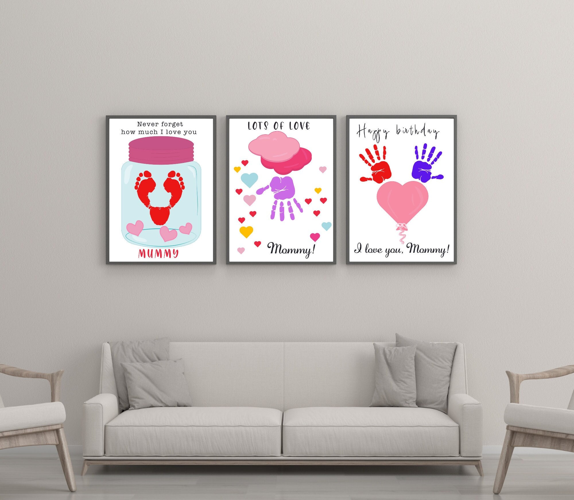 Valentine Day Handprint Art, Footprint Mother Grandma Memory Gift ...