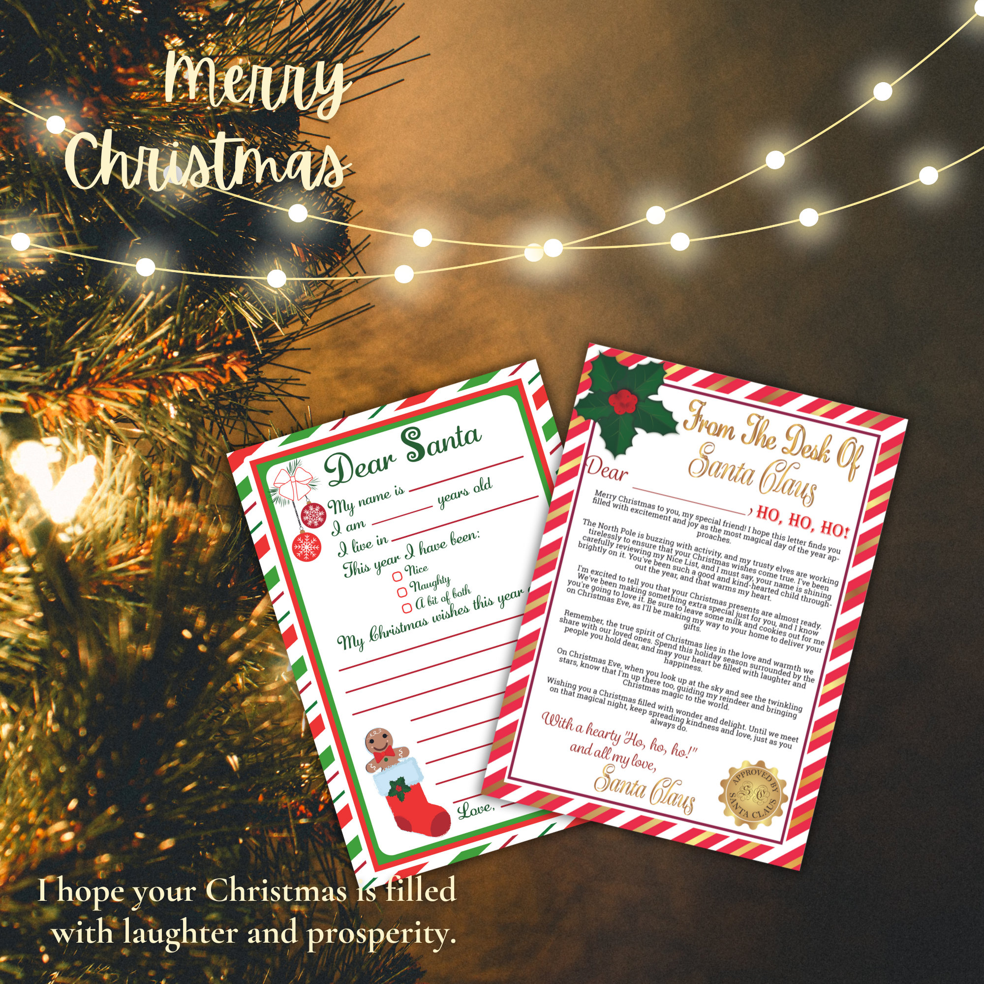 Letter to Santa, Letter From Santa Reply Template, Blank Letter ...