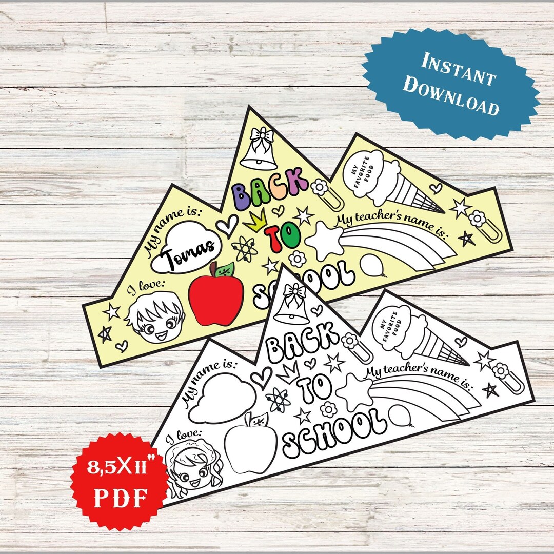 Coloring Craft Paper Crown First Last Day of School Back to School ...