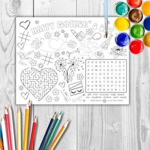 Mother's Day Activity Coloring Page Placemat About Mom Printable Gift ...