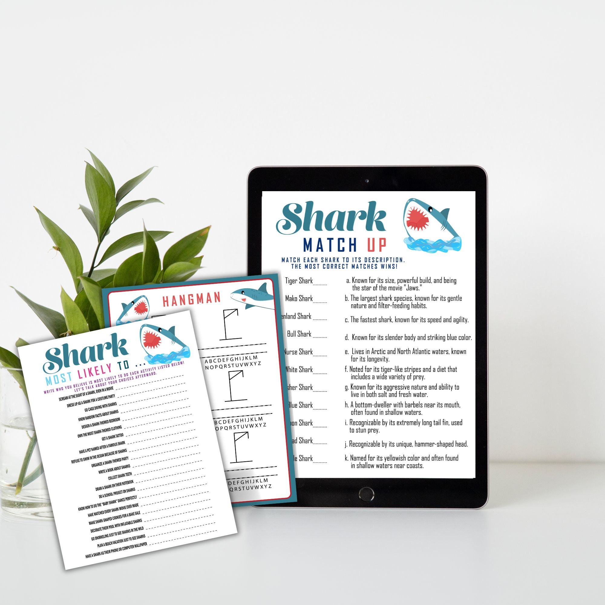 Shark Week Games Great White Shark Kids Adult Classroom Activities Jaws ...