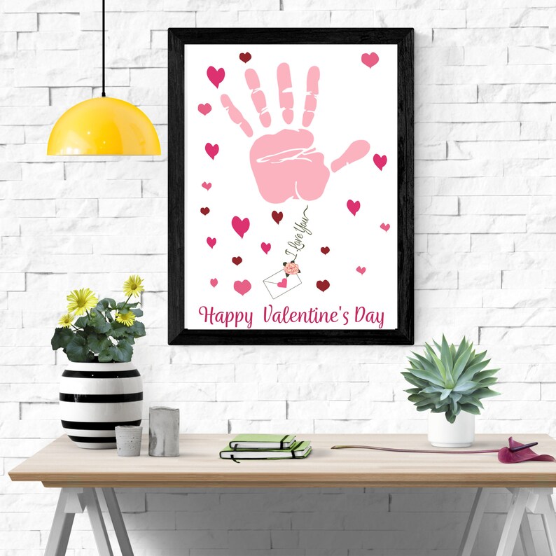 Valentine Day Handprint Art, Mother Grandma Gift Mothers Day Activity ...