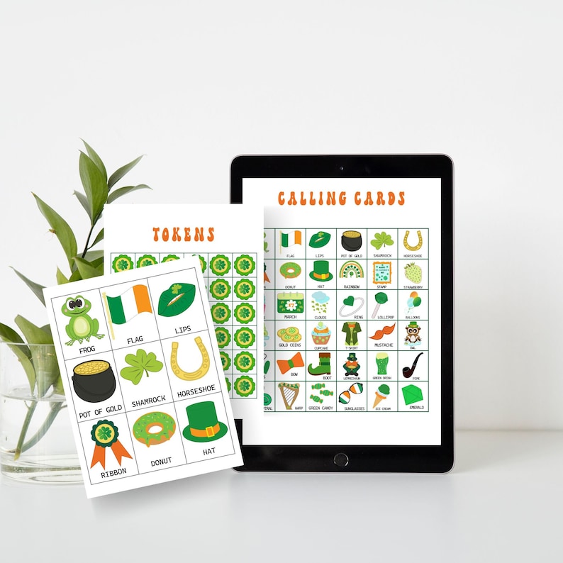 50 Unique St. Patrick's Day Bingo Cards Game Paddy Party Family Kid's ...