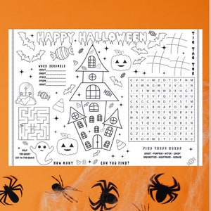 Haunted House Halloween Activity Sheet Placemats, Activity Book Kids ...