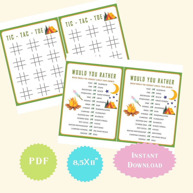 Camping Games Bundle Classroom Activities Camping Birthday Family ...