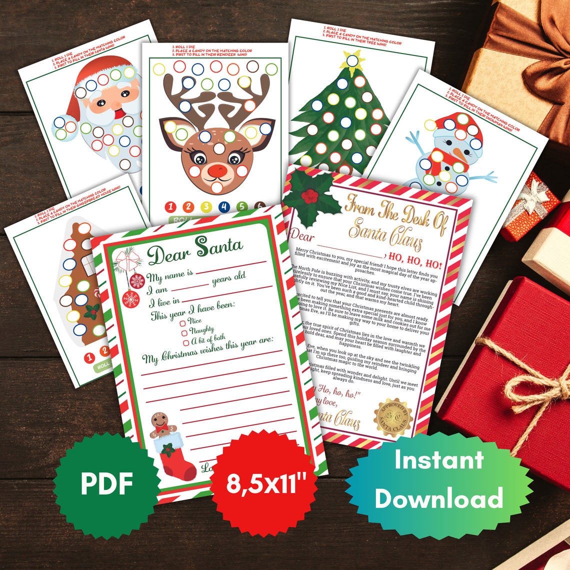 Roll A Santa Kids Game, Letter Santa Christmas Dice Game, Tree Family ...