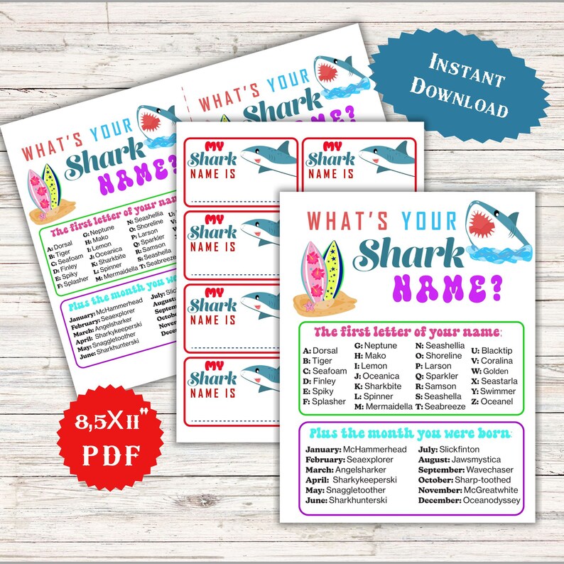 What's Your Shark Name Game Classroom Activities Beach Activities for ...