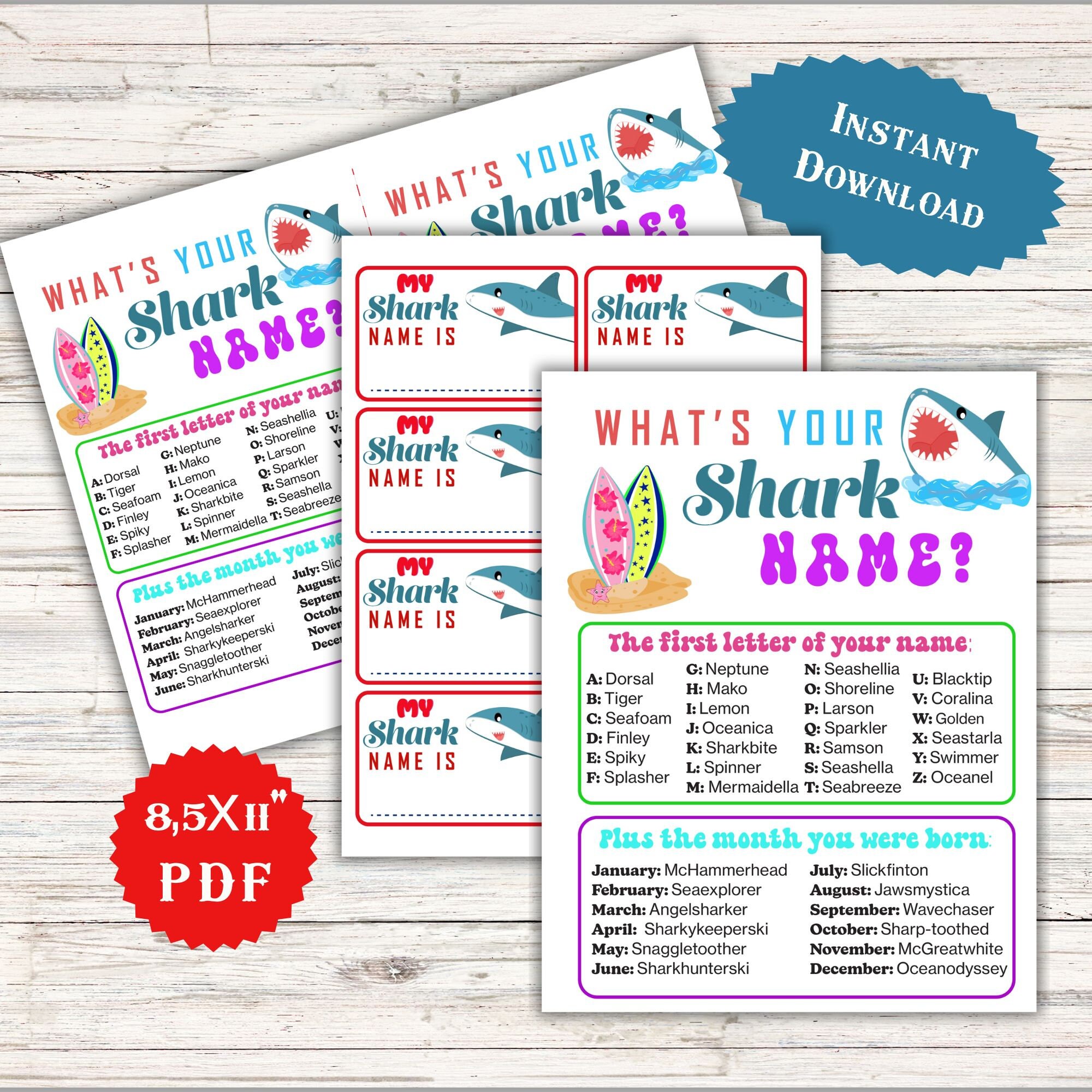 What's Your Shark Name Game Classroom Activities Beach Activities for ...