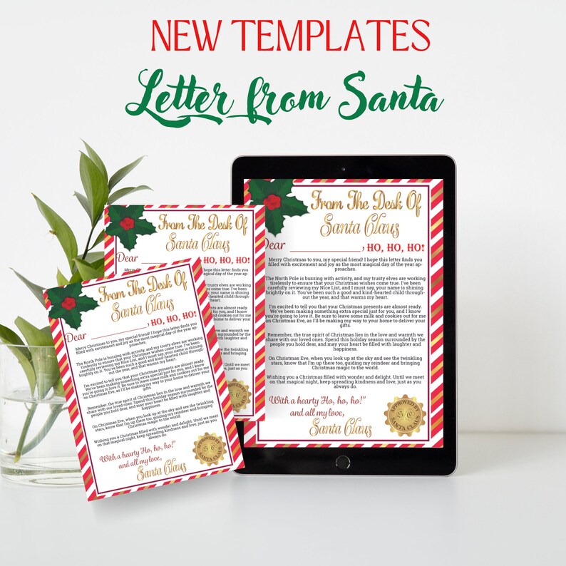 Letter to Santa, Letter From Santa Reply Template, Blank Letter ...