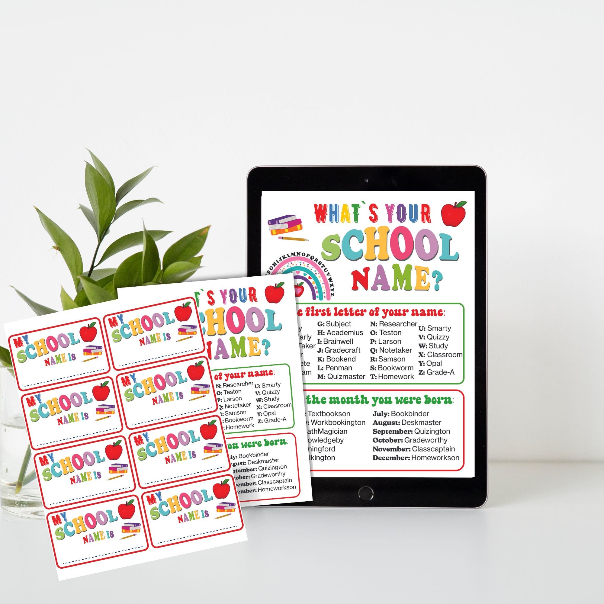 What's Your School Name Tags Generator, Sign, Icebreaker First Day of ...