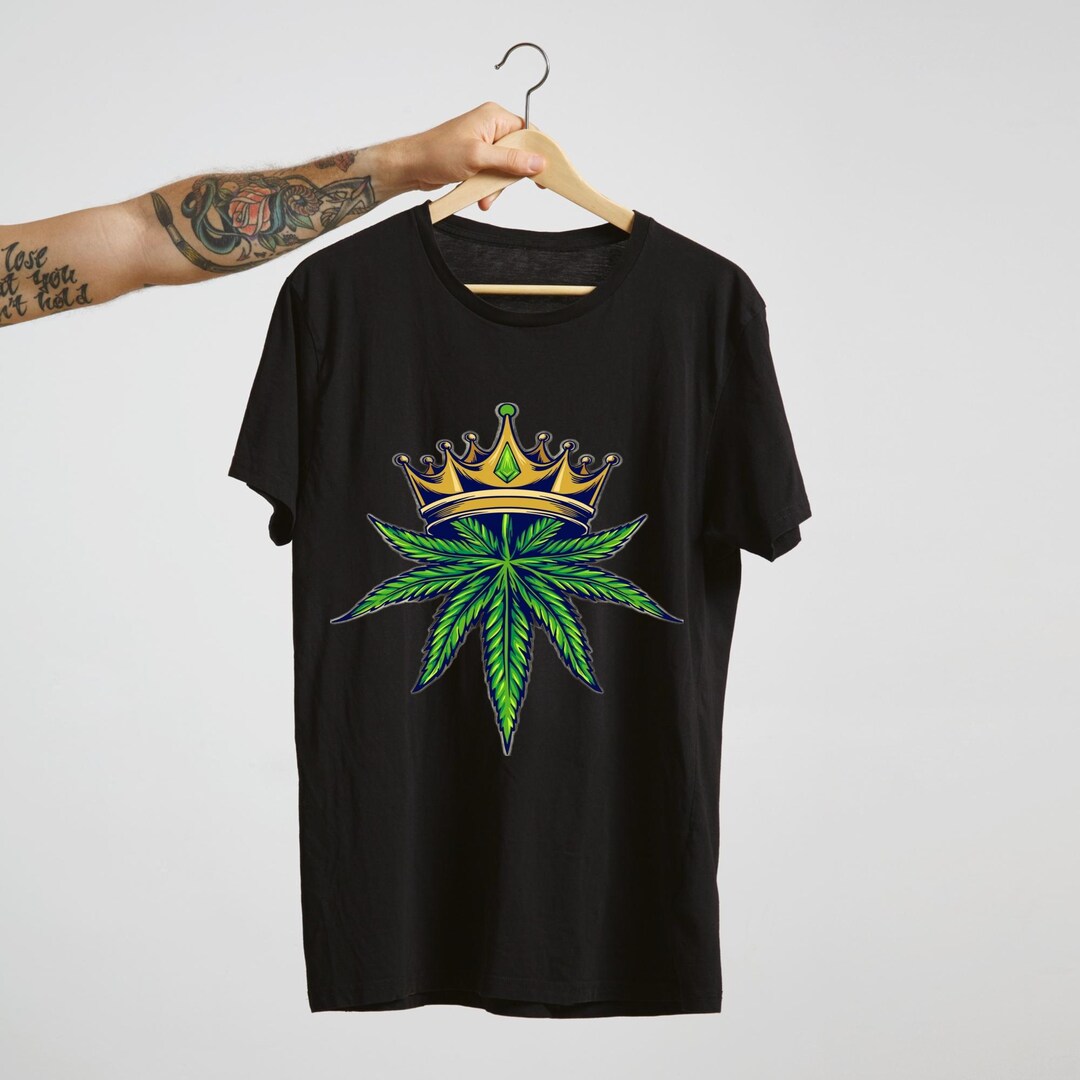Royal Cannabis Leaf T-shirt Weed Crown Graphic Tee, Modern Marijuana Design - Etsy